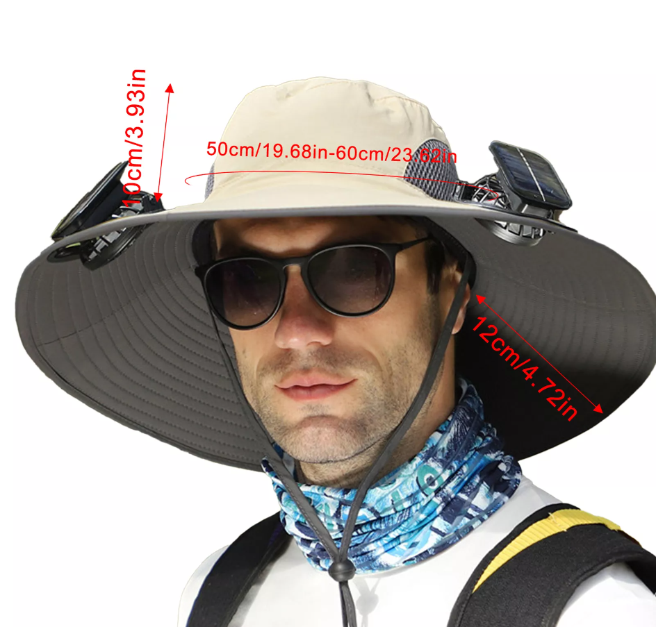 SilverCrate+™ Wide Brim Solar Fan Hat w/ 2 Fans (Available in Cap too ...