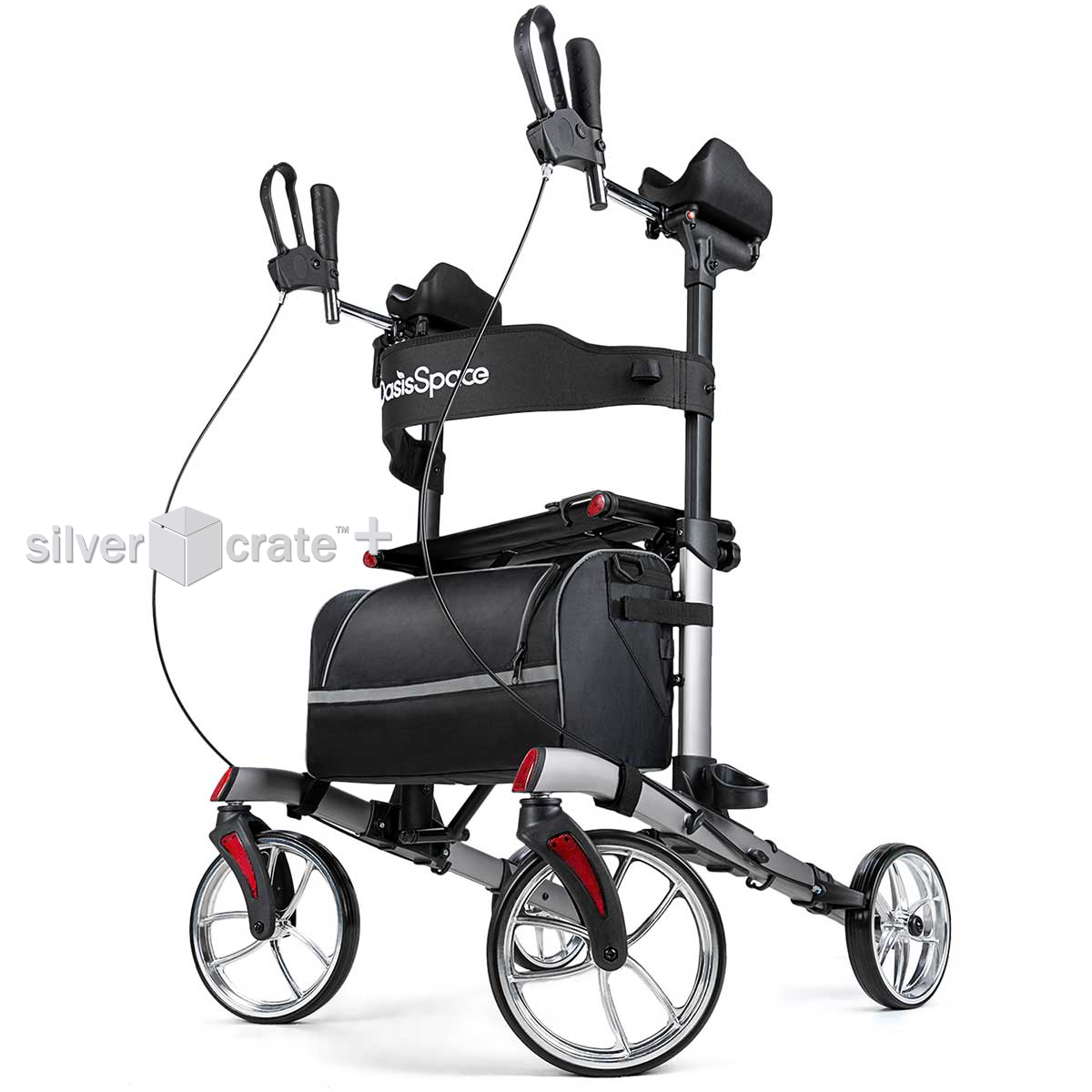 SilverCrate+™ Foldable & Adjustable Upright Walker w/ Seat (300lbs cap ...