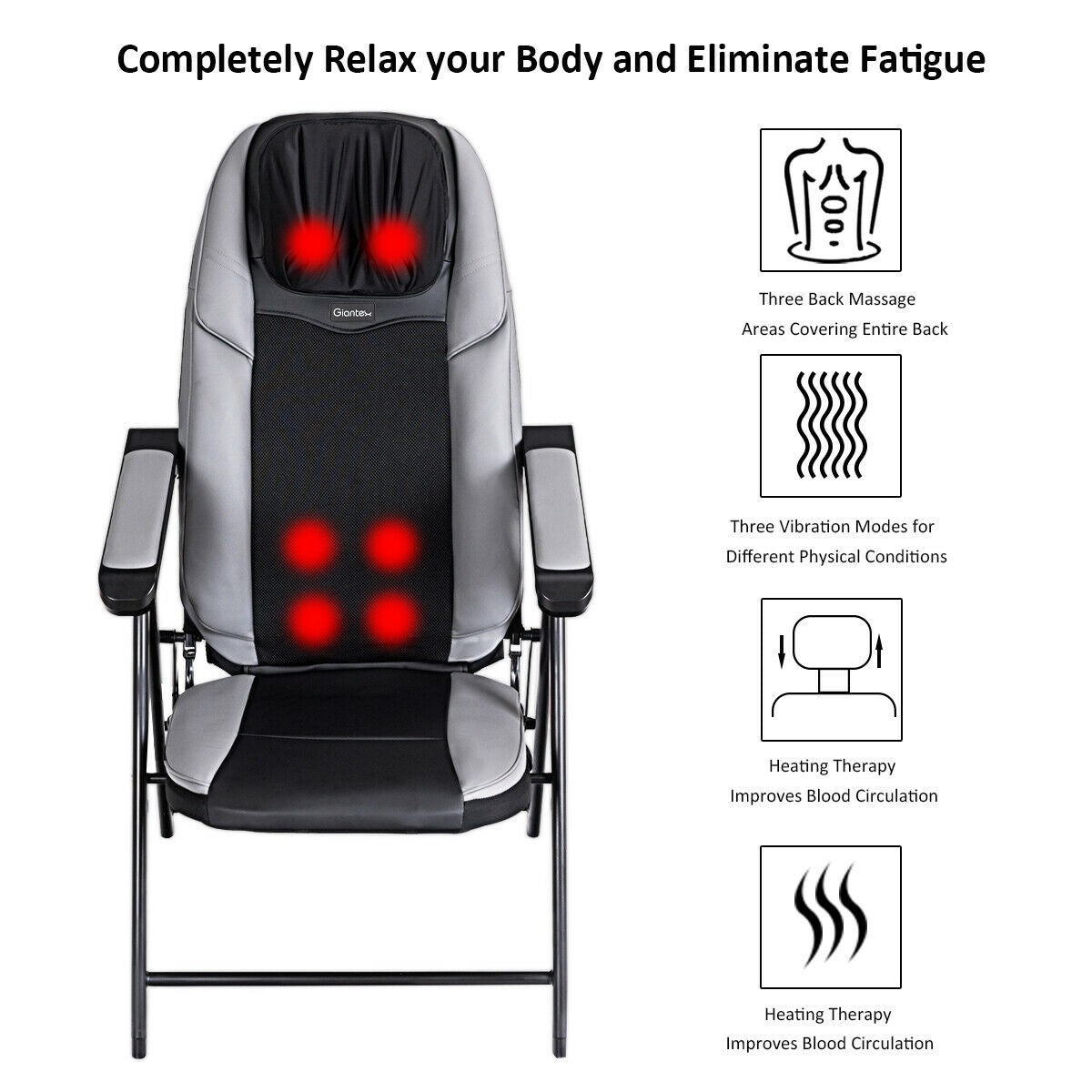 SilverCrate+™ Adjustable Foldable Shiatsu Massage Chair with USB Port ...