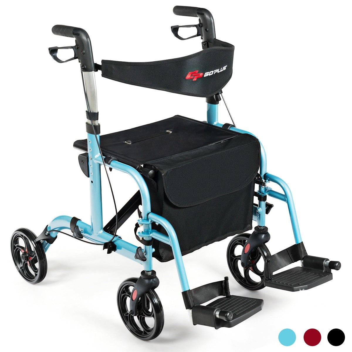 SilverCrate+™ 2-in-1 Adjustable Rollator Wheelchair (300lbs cap ...